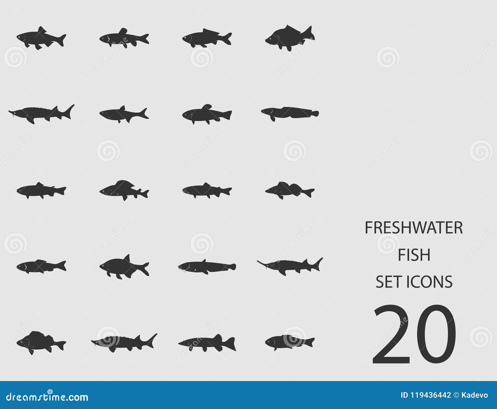 Freshwater Icons Set Cartoon Vector | CartoonDealer.com #221501537
