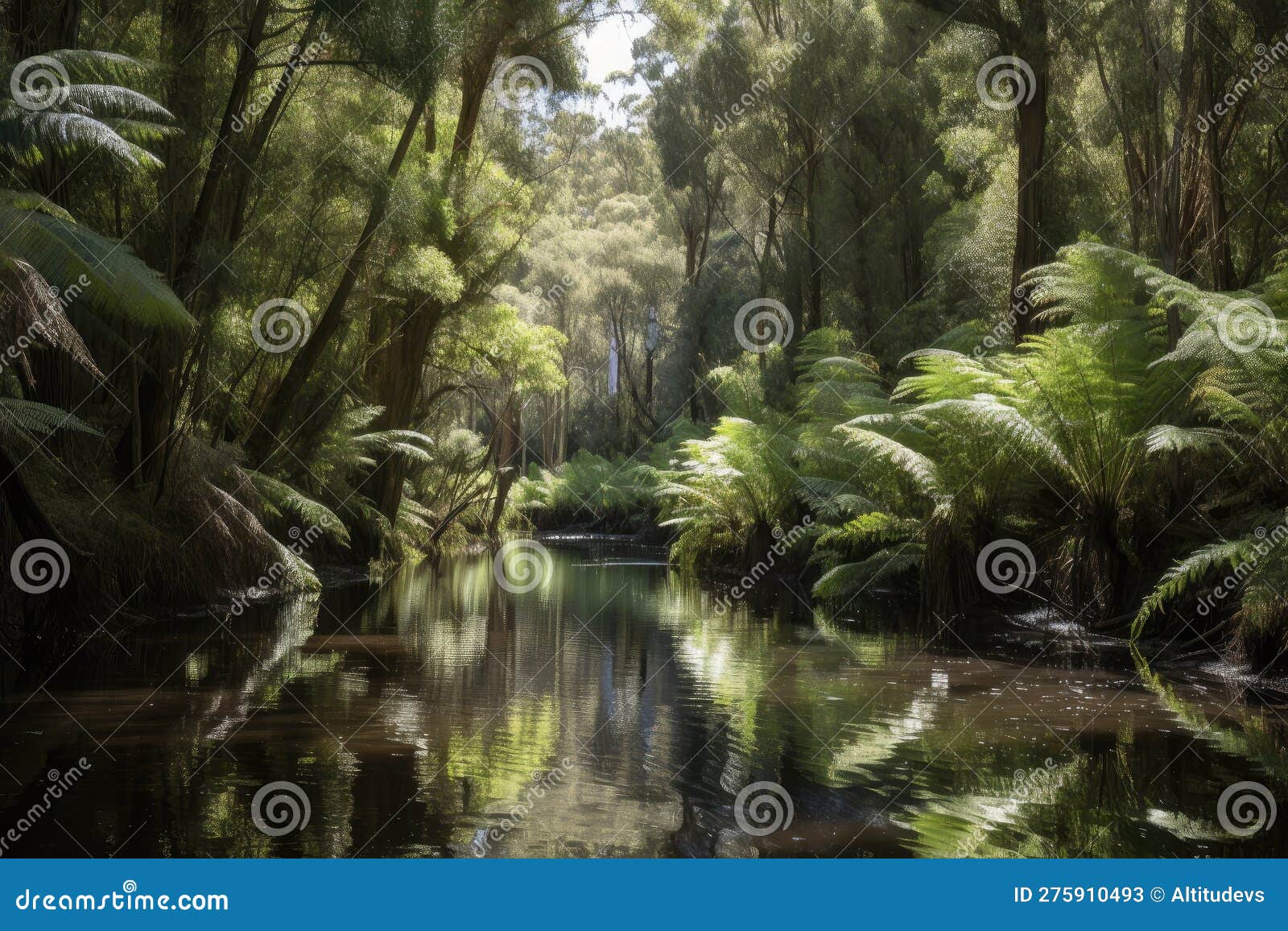 Freshwater Forest, with Towering Trees and Lush Greenery Stock Image ...