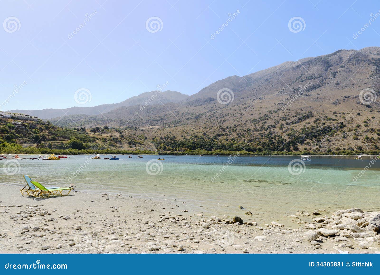 The Freshwater Lake Kournas. Crete Stock Image - Image of rock ...