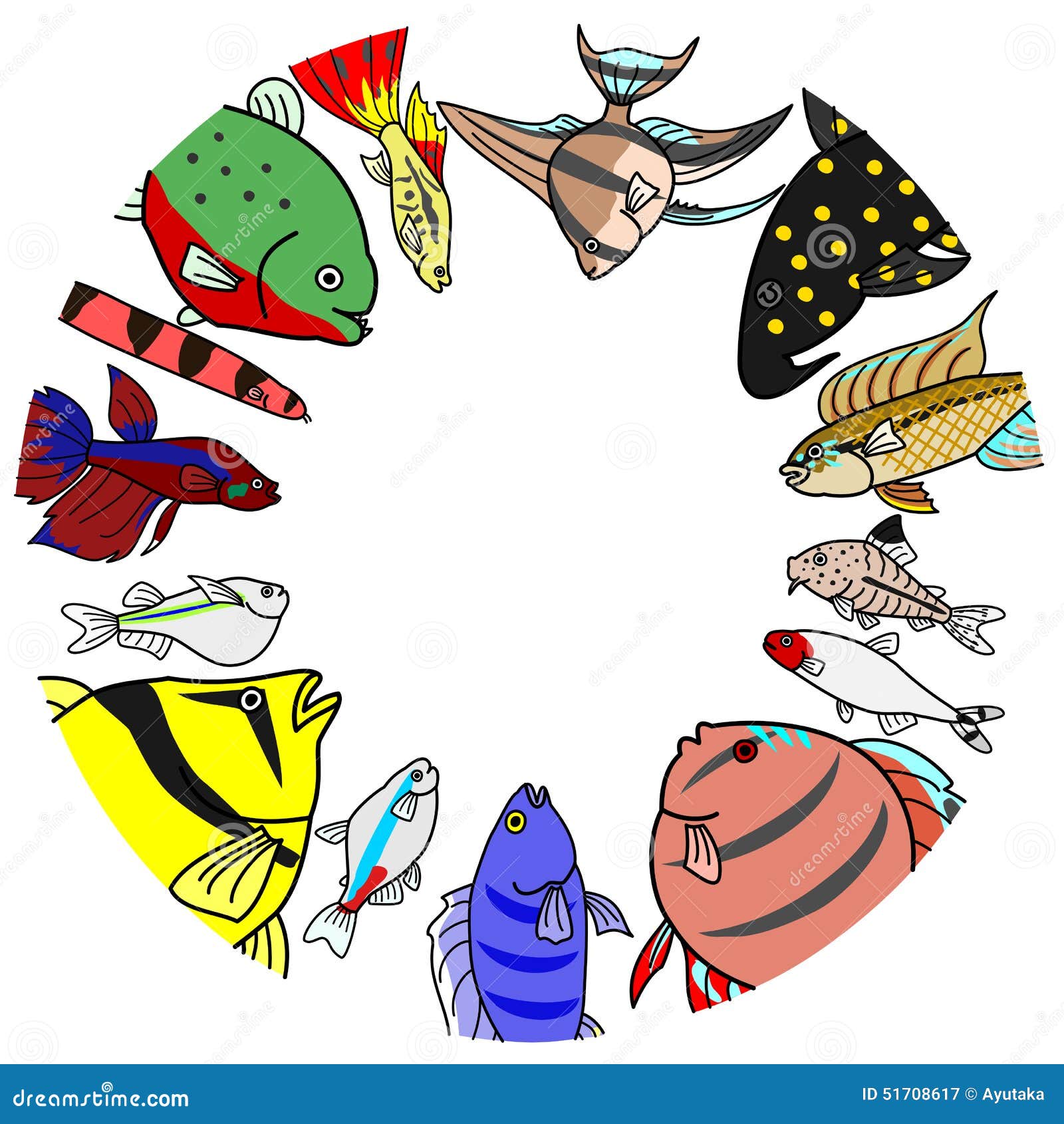 Freshwater Tropical Fishes in Circle Stock Vector - Illustration of ...