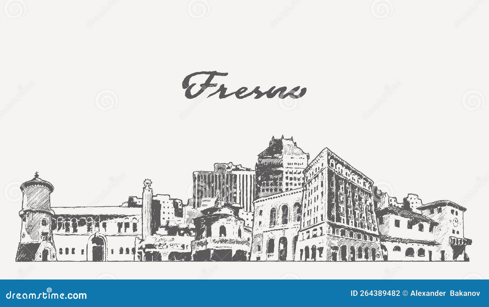 Fresno Skyline, California, USA Stock Vector - Illustration of modern ...