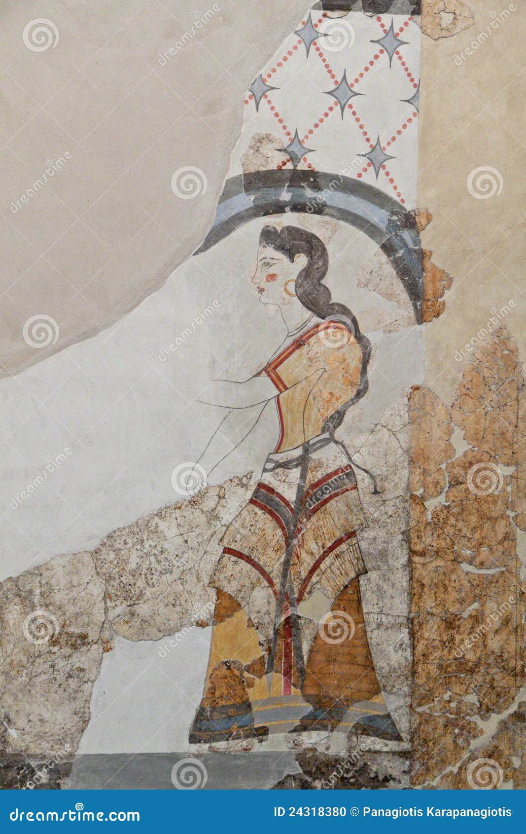 Fresque D'Akrotiri Antique Chez Santorini Photo stock - Image du ...