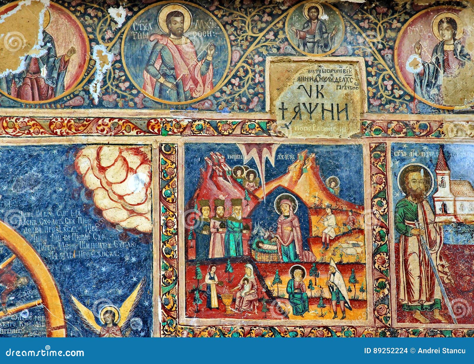 Fresque Mural Antique En Roumanie Photo stock - Image du religion ...