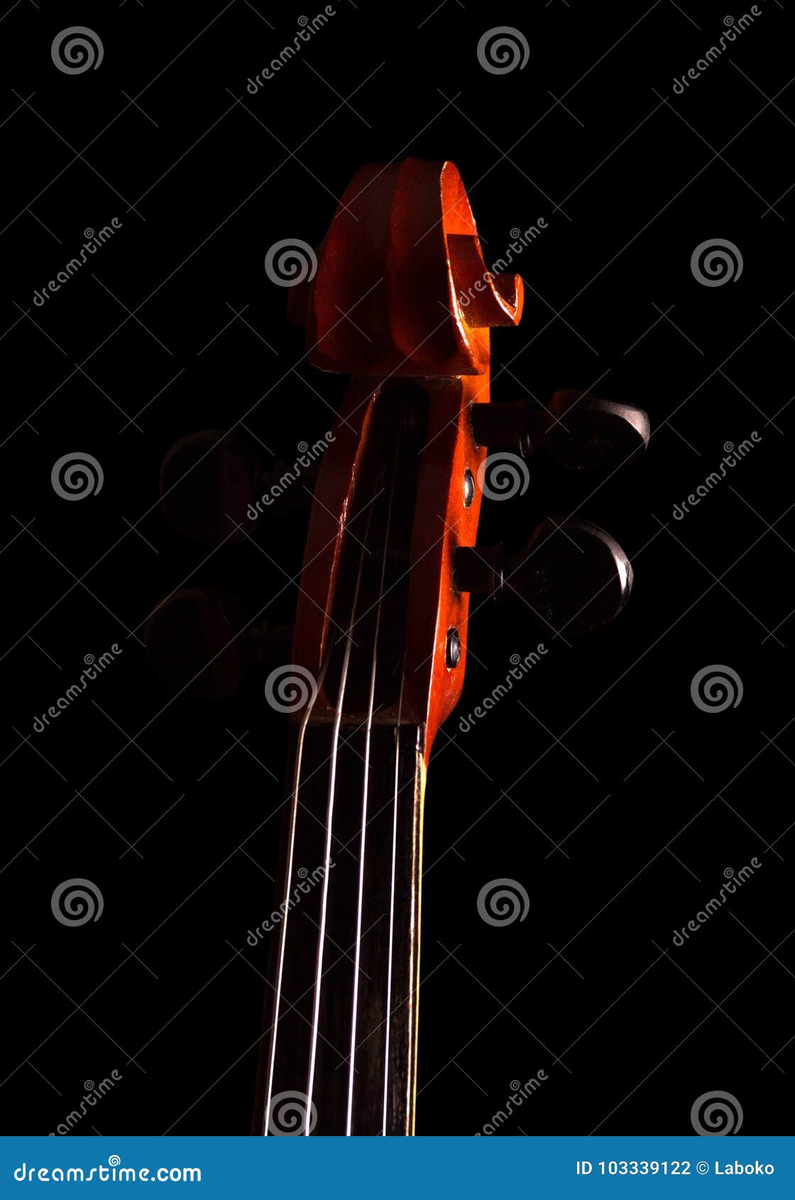 Fretboard Violin with Strings Isolated on Black Stock Photo - Image of ...