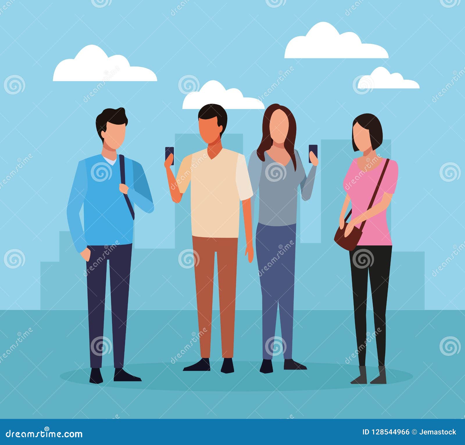 Freunde, Die Karikatur Treffen Vektor Abbildung - Illustration von ...