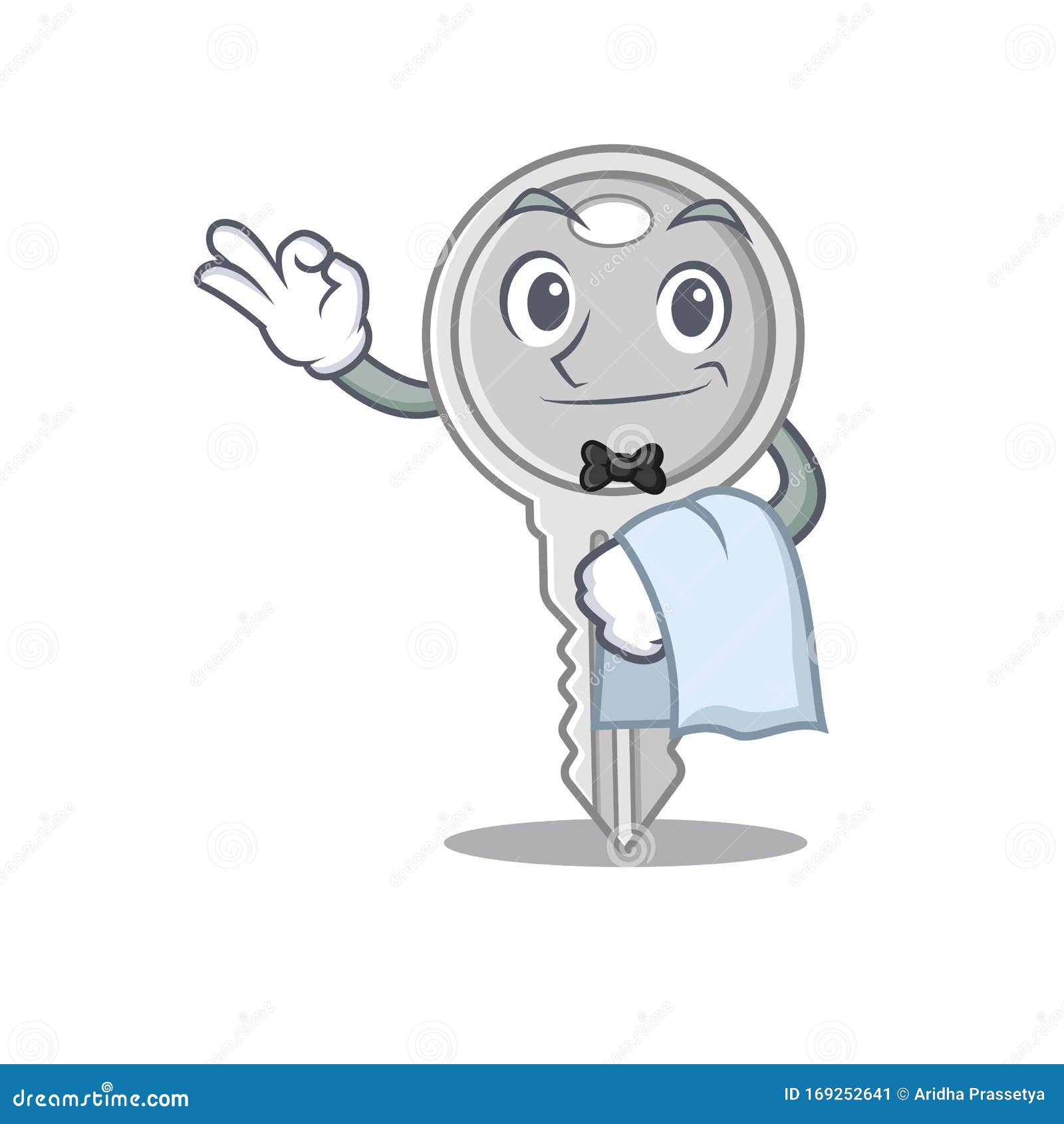 Freundlicher Key Character Steht Als Waiter-Zeichen Vektor Abbildung ...