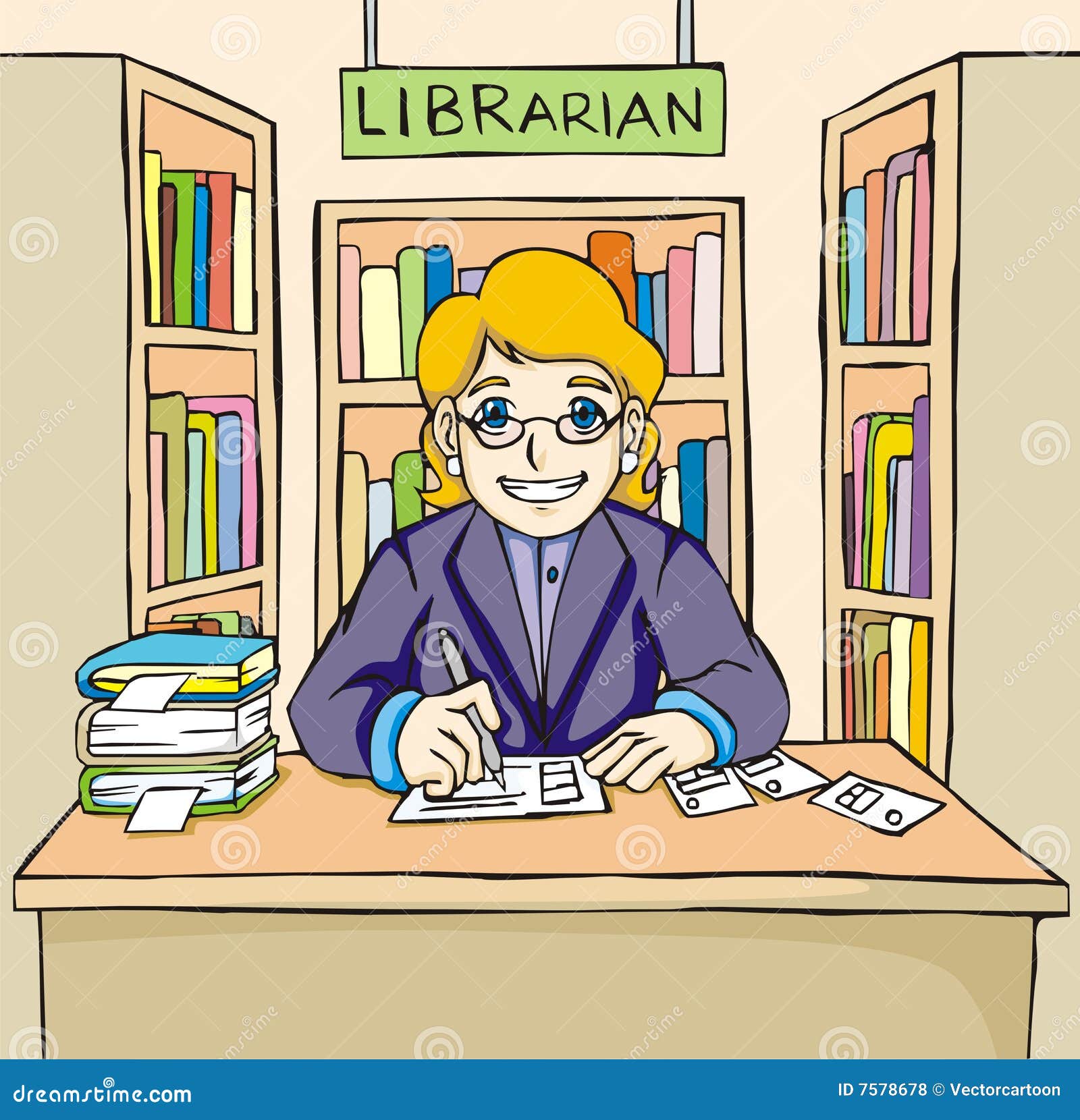 Freundliches Librarian vektor abbildung. Illustration von freundlich - 7578678