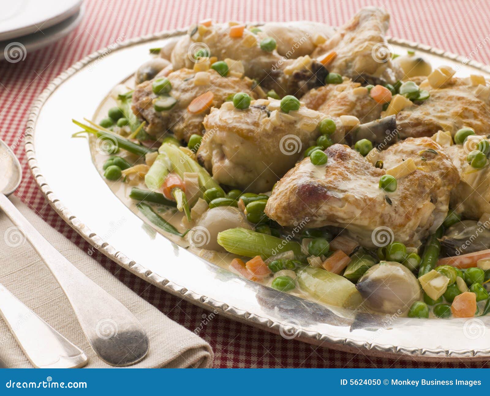Fricassee of Chicken with Spring Vegetables Stock Photo - Image of ...
