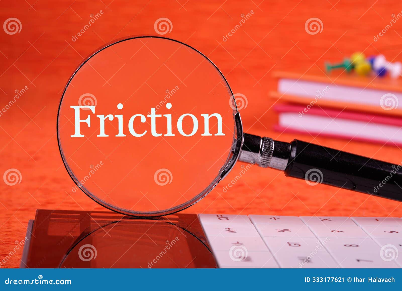 Friction Concept. Friction Word through a Magnifying Glass Standing ...