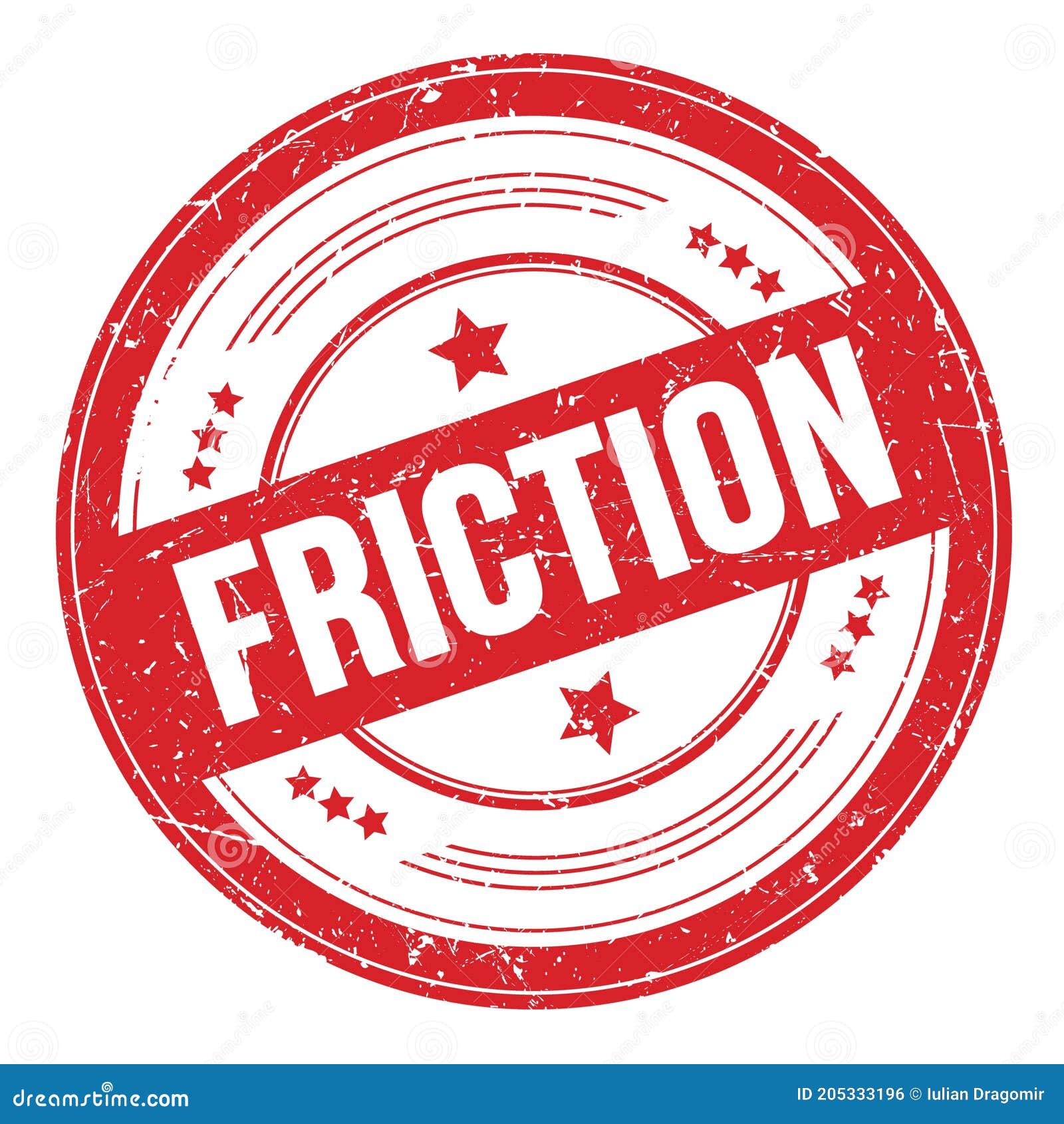 FRICTION Text on Red Round Grungy Stamp Stock Illustration ...