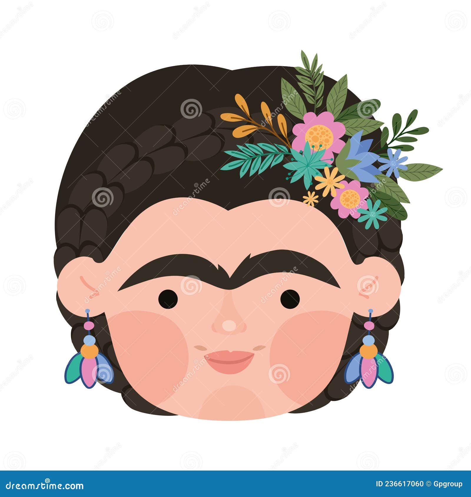 Frida kahlo face ilustración del vector. Ilustración de pintor - 236617060