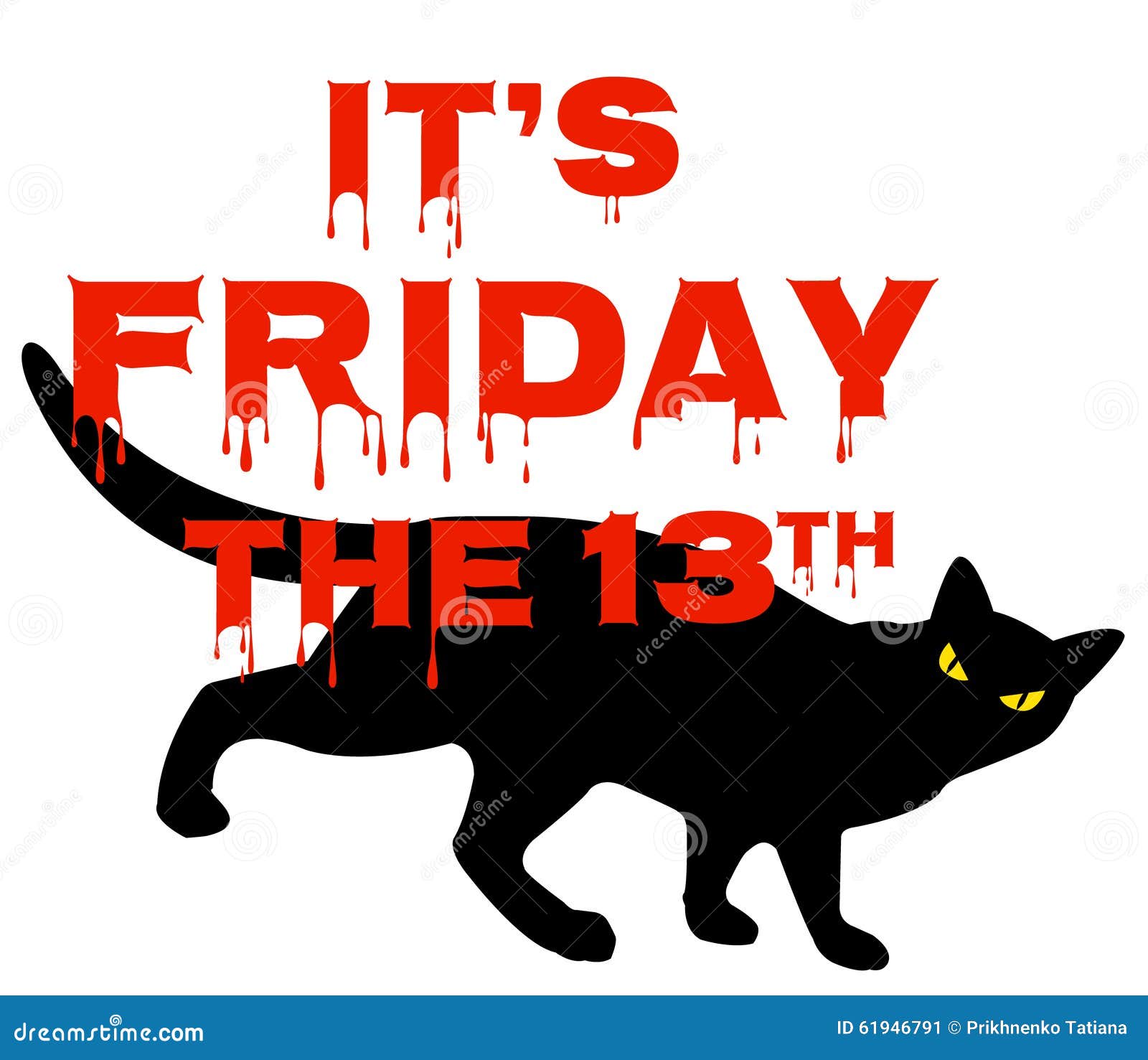 Friday 13 with black cat stock vector. Illustration of 13th - 61946791