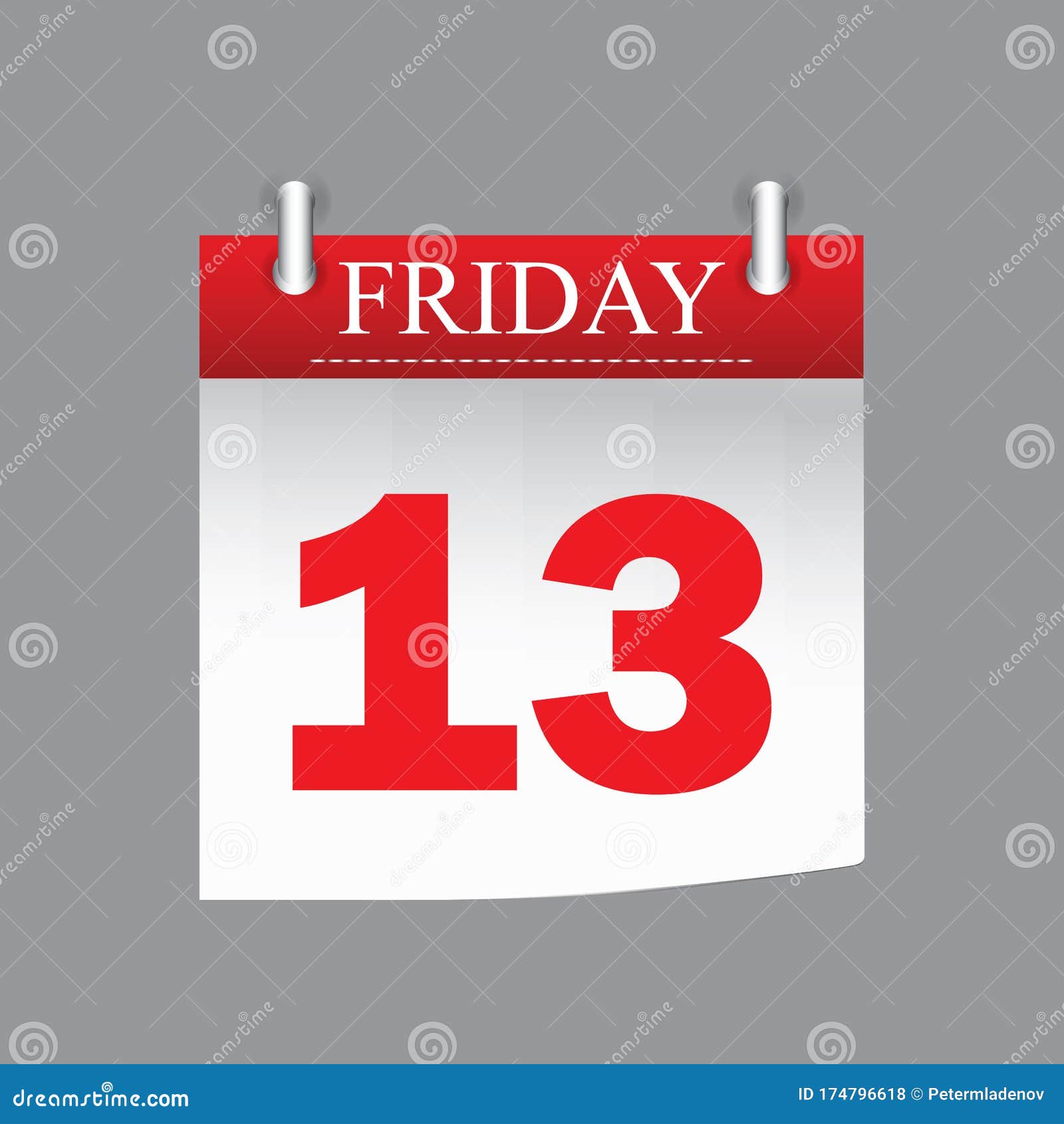 Friday 13 - Calendar Icon. Vector Illustration of Week Day Paper Leaf ...
