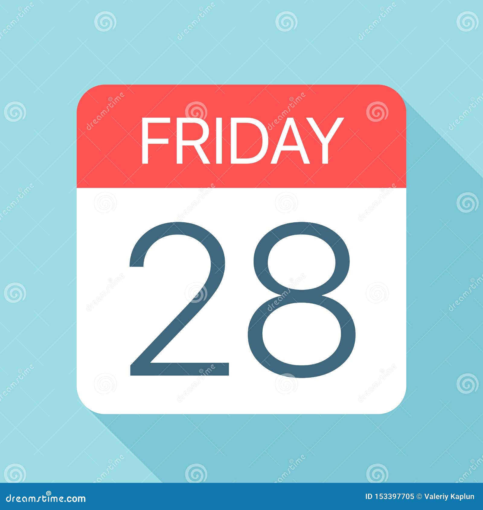 Friday 28 - Calendar Icon. Vector Illustration of Week Day Paper Leaf ...