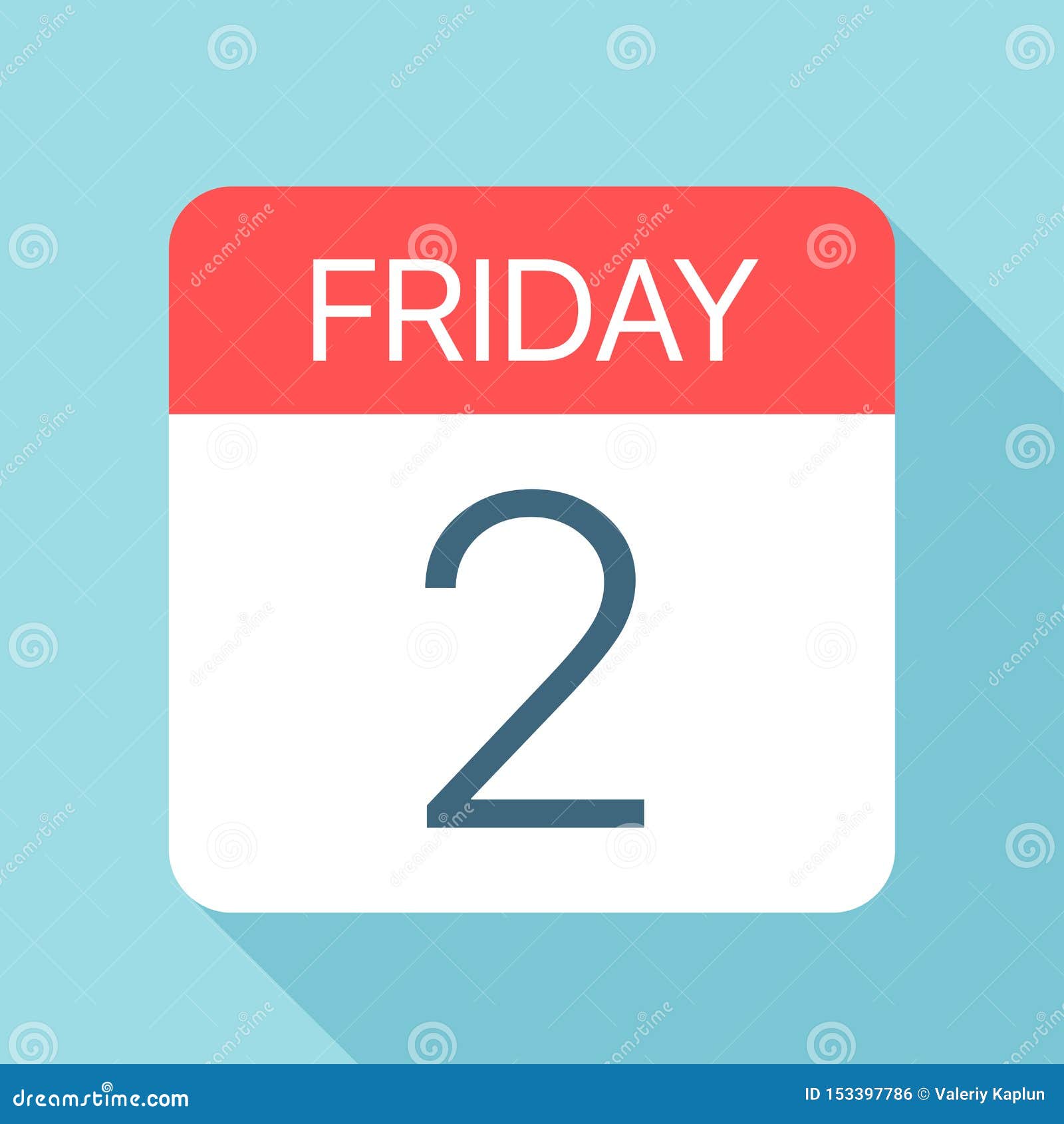 Friday 2 - Calendar Icon. Vector Illustration of Week Day Paper Leaf ...