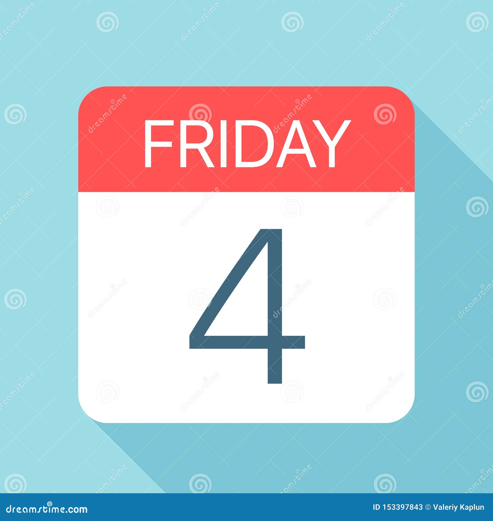 Friday 4 - Calendar Icon. Vector Illustration of Week Day Paper Leaf ...
