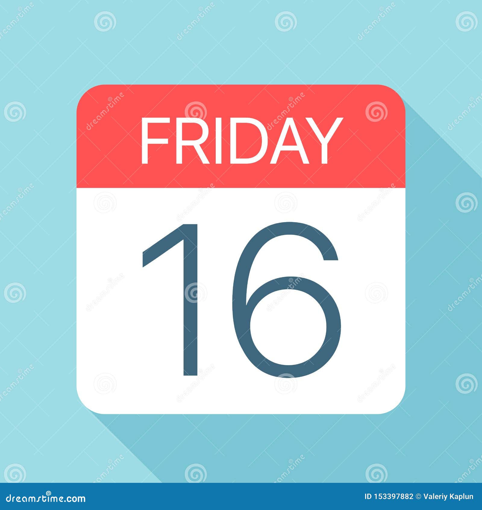 Friday 16 - Calendar Icon. Vector Illustration of Week Day Paper Leaf ...