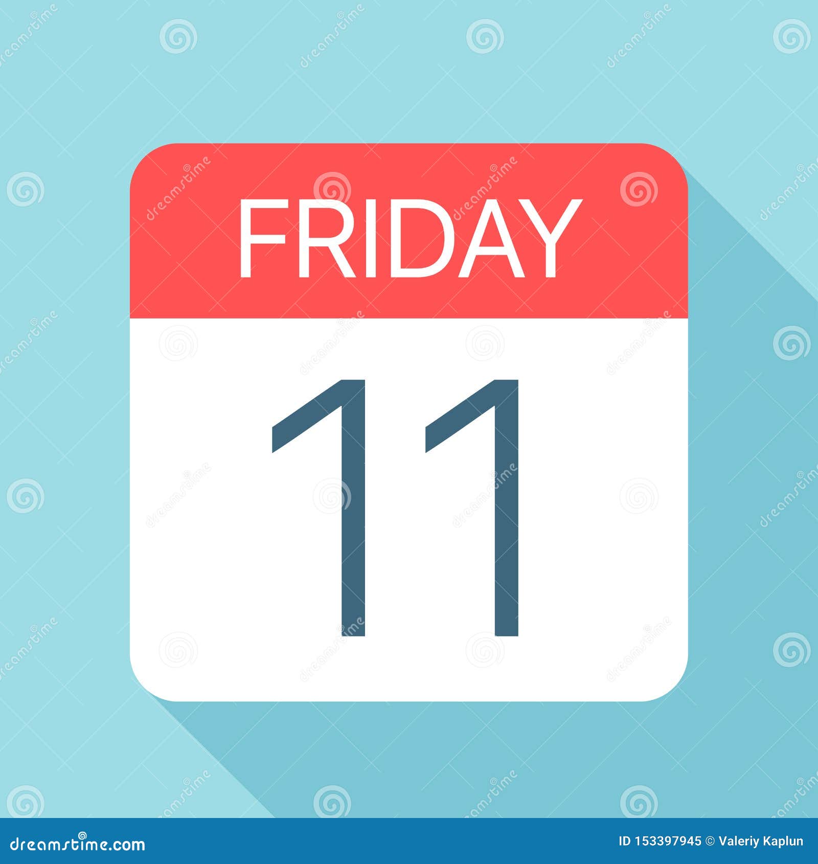 Friday 11 - Calendar Icon. Vector Illustration of Week Day Paper Leaf ...
