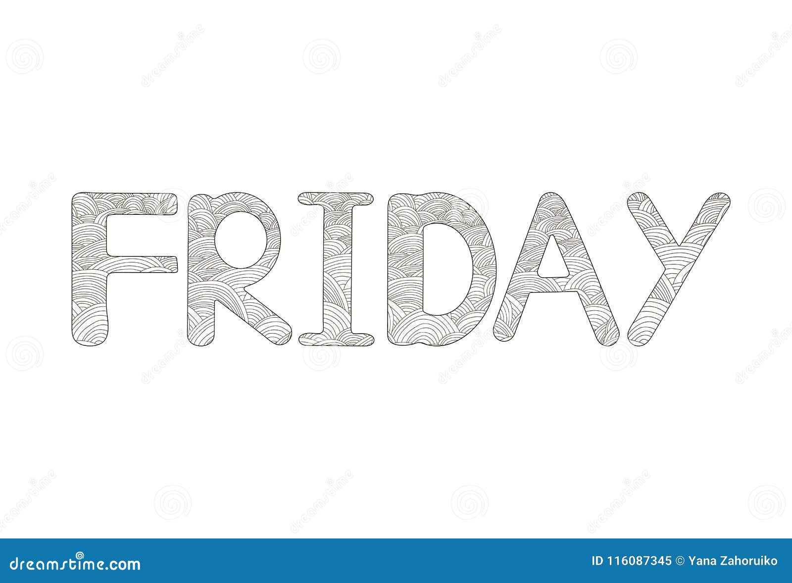 Friday. Creative Hand Drawn Letters. Coloring Page Stock Vector ...