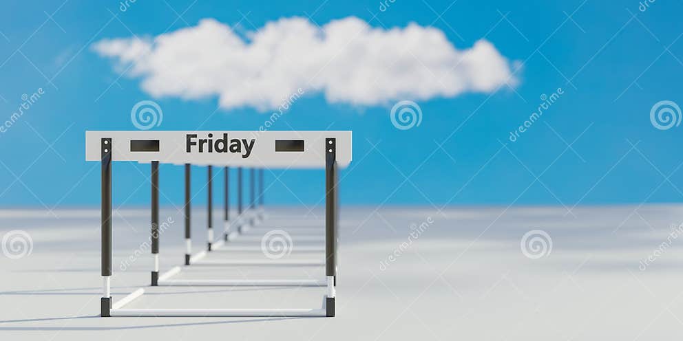 Friday is a Difficult Day. Week Day Name on Hurdle, Blue Cloudy Sky ...