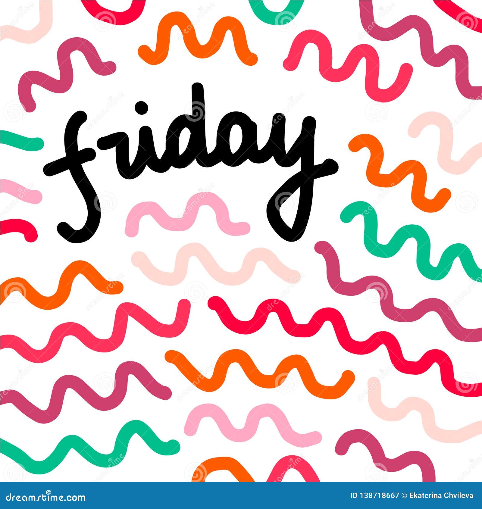 Friday Hand Drawn Illustration with Colorful Elements Stock Vector ...