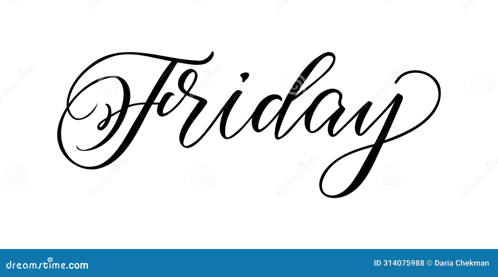 Friday - Handwritten Inscription in Calligraphic Style on a White ...