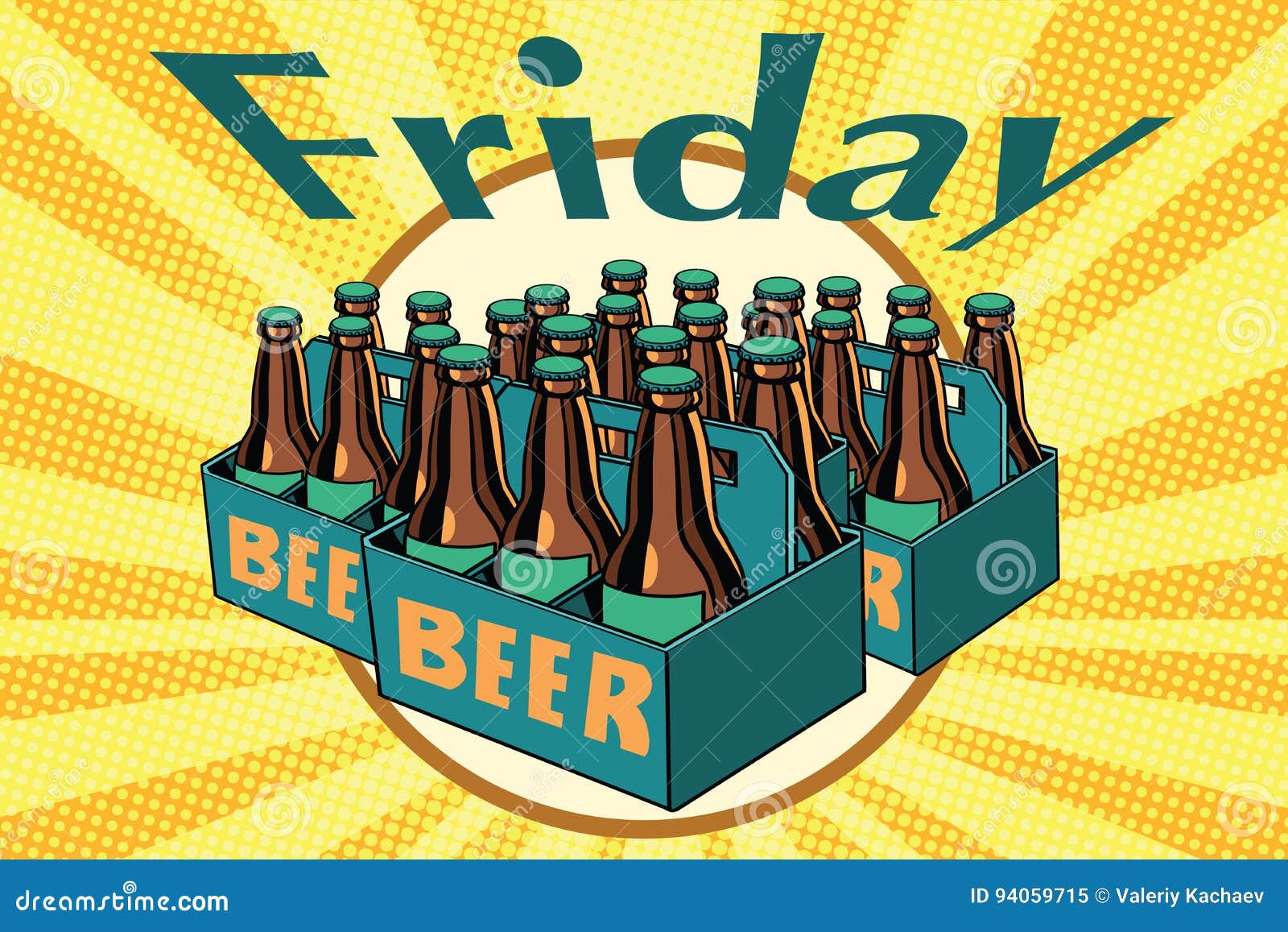 Friday and a lot of beer stock vector. Illustration of full - 94059715