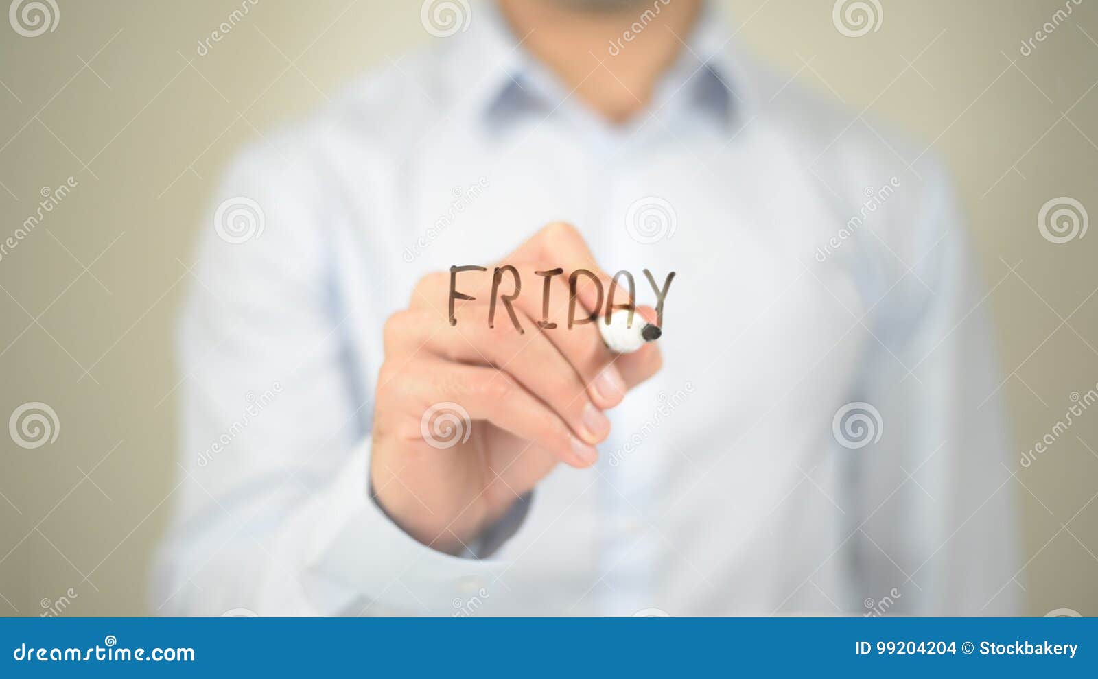 Friday , Man Writing on Transparent Screen Stock Photo - Image of ...