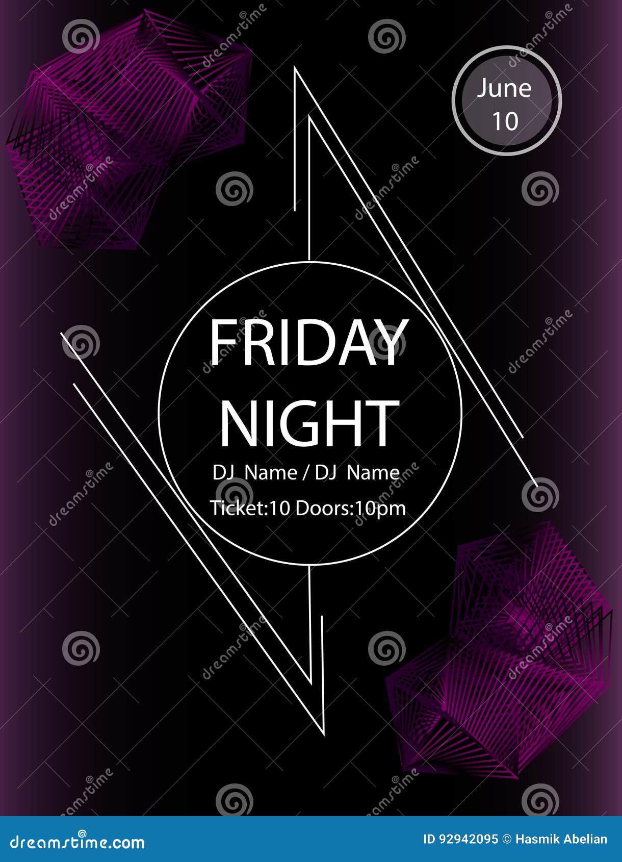 Friday Night Party.Poster Template.Vector Illustration Stock ...