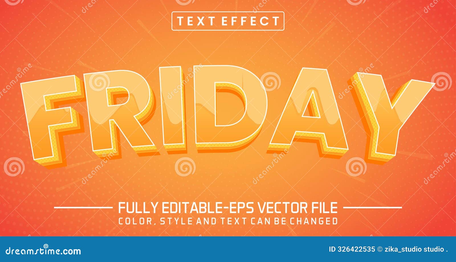 Friday Orange Font Text Effect Editable Stock Illustration ...