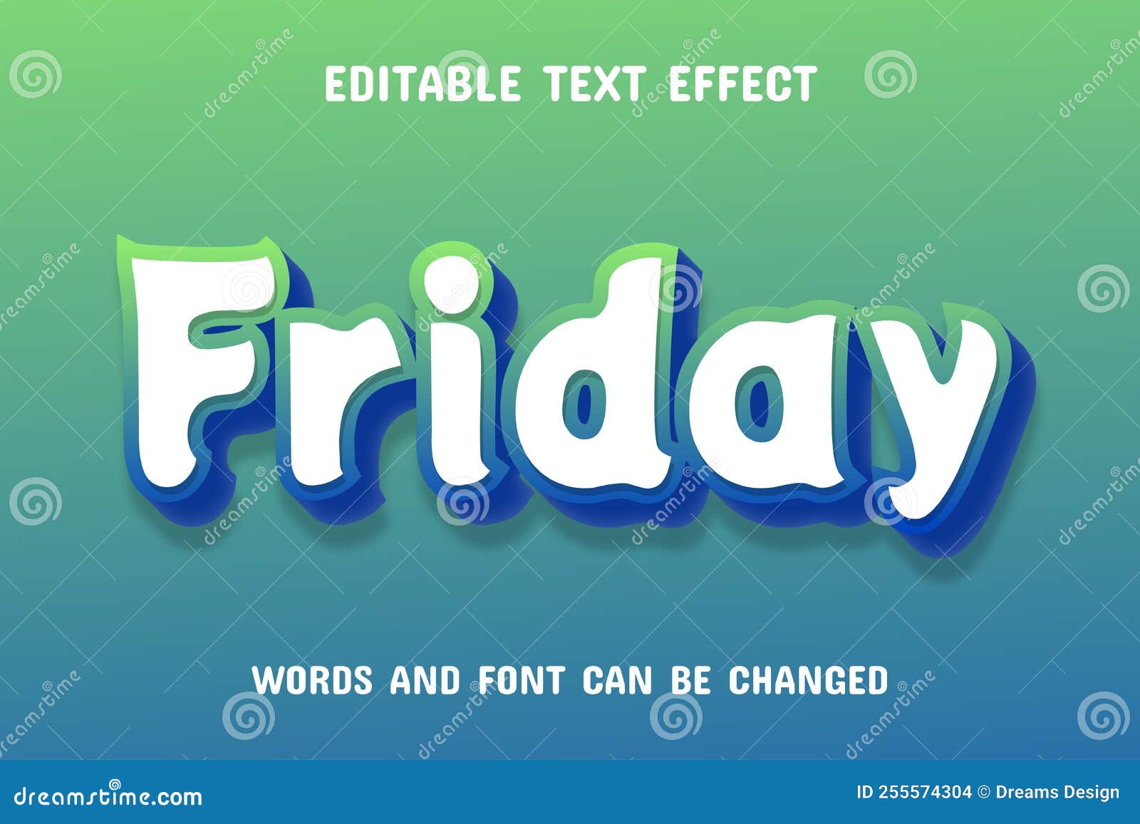 Friday Text - Editable Gradient Text Effect Stock Vector - Illustration ...