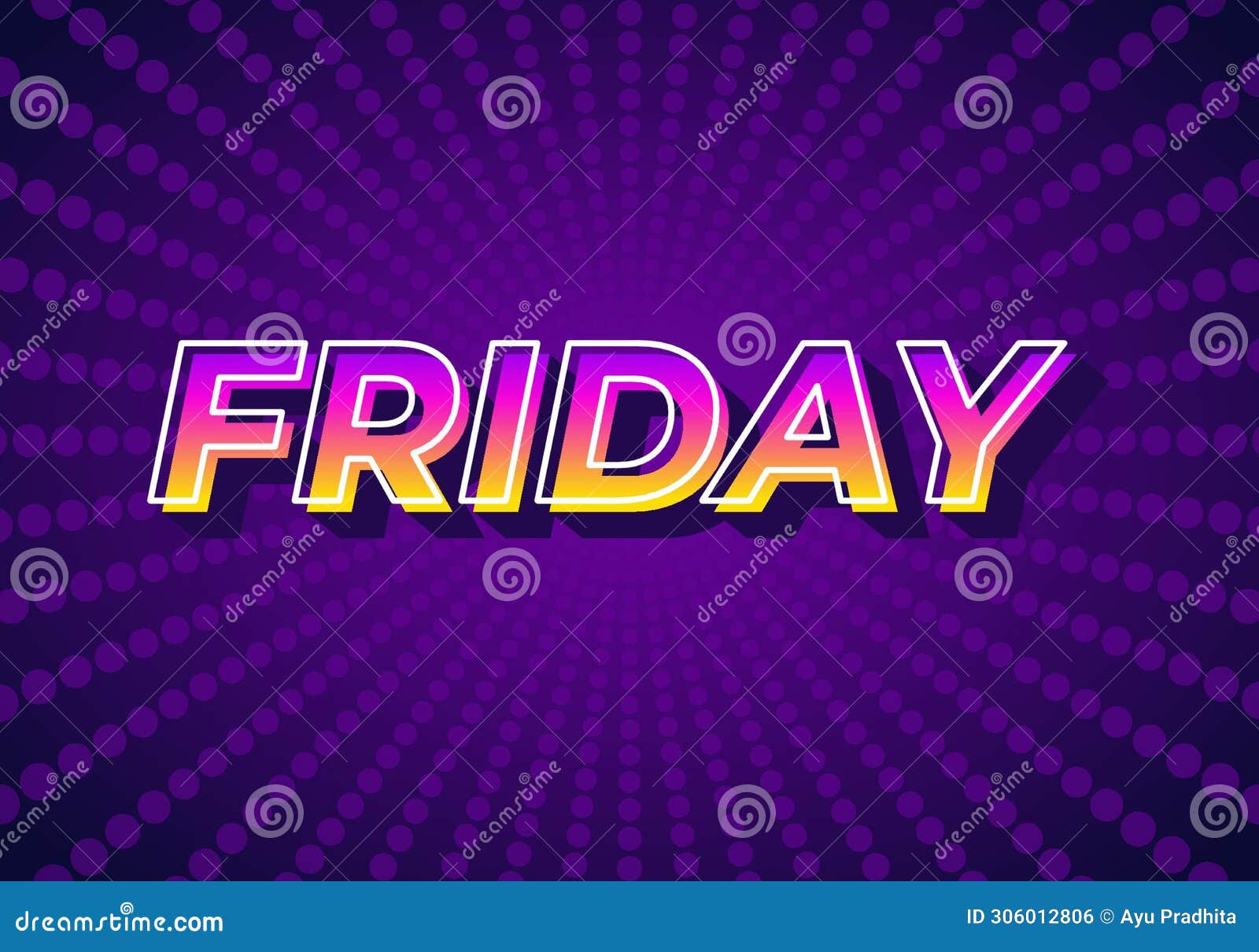 Friday. Text Effect in 3D Look with Gradient Purple Yellow Color Stock ...