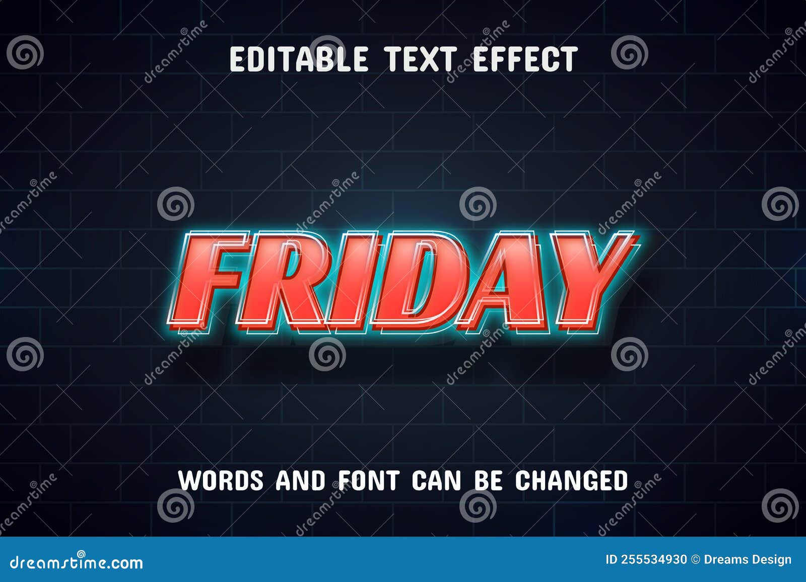 Friday Text - Neon Text Effect Editable Stock Vector - Illustration of ...