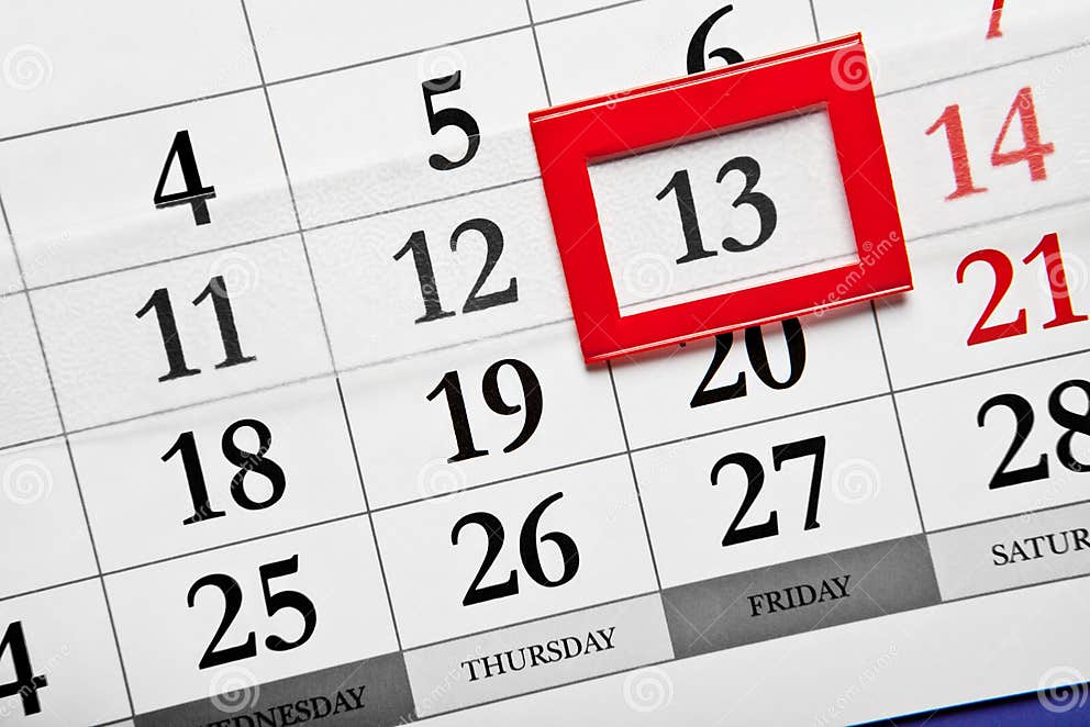 Friday the 13th, Calendar with Dates. Stock Photo - Image of marked ...
