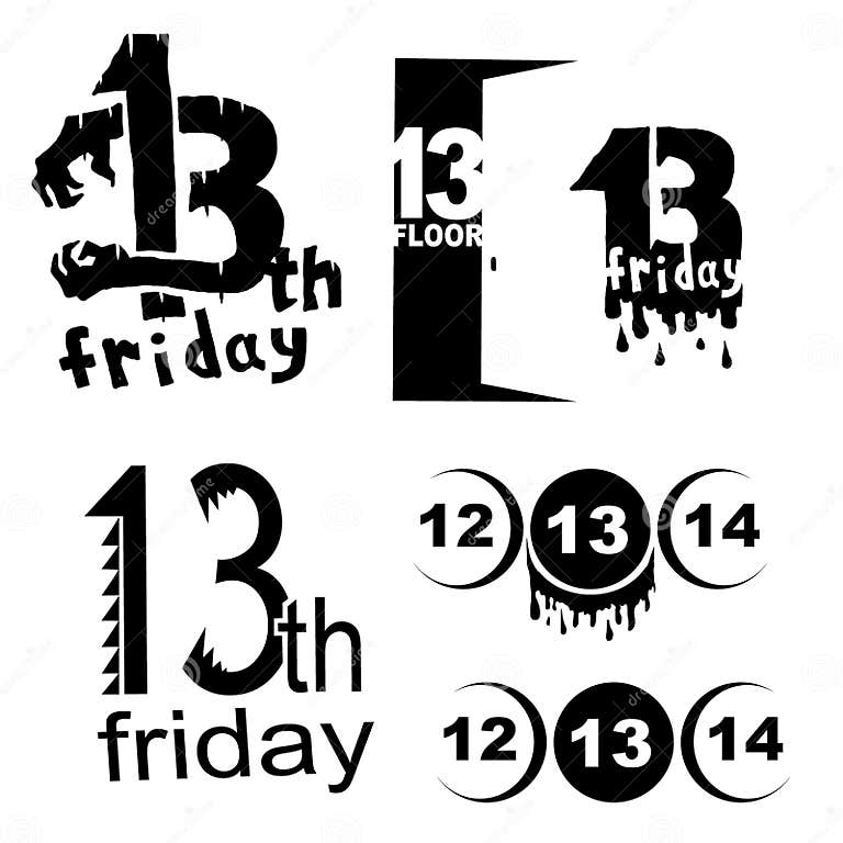 Friday 13th logo set stock illustration. Illustration of drawing ...