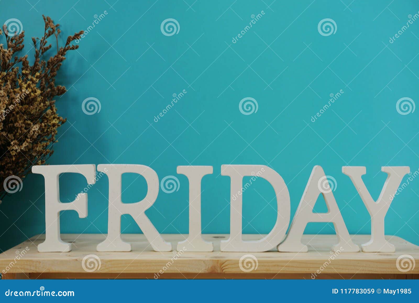 Friday Word Decorative Letters on Blue Background Stock Image - Image ...