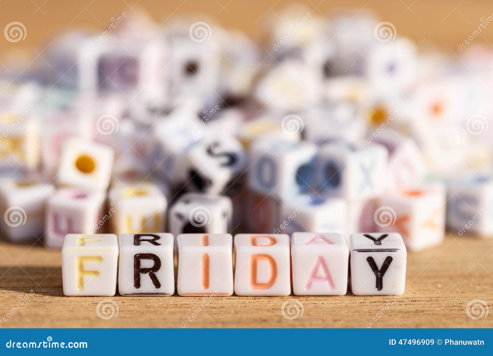 Friday Written in Letter Beads on Wood Background Stock Image - Image ...