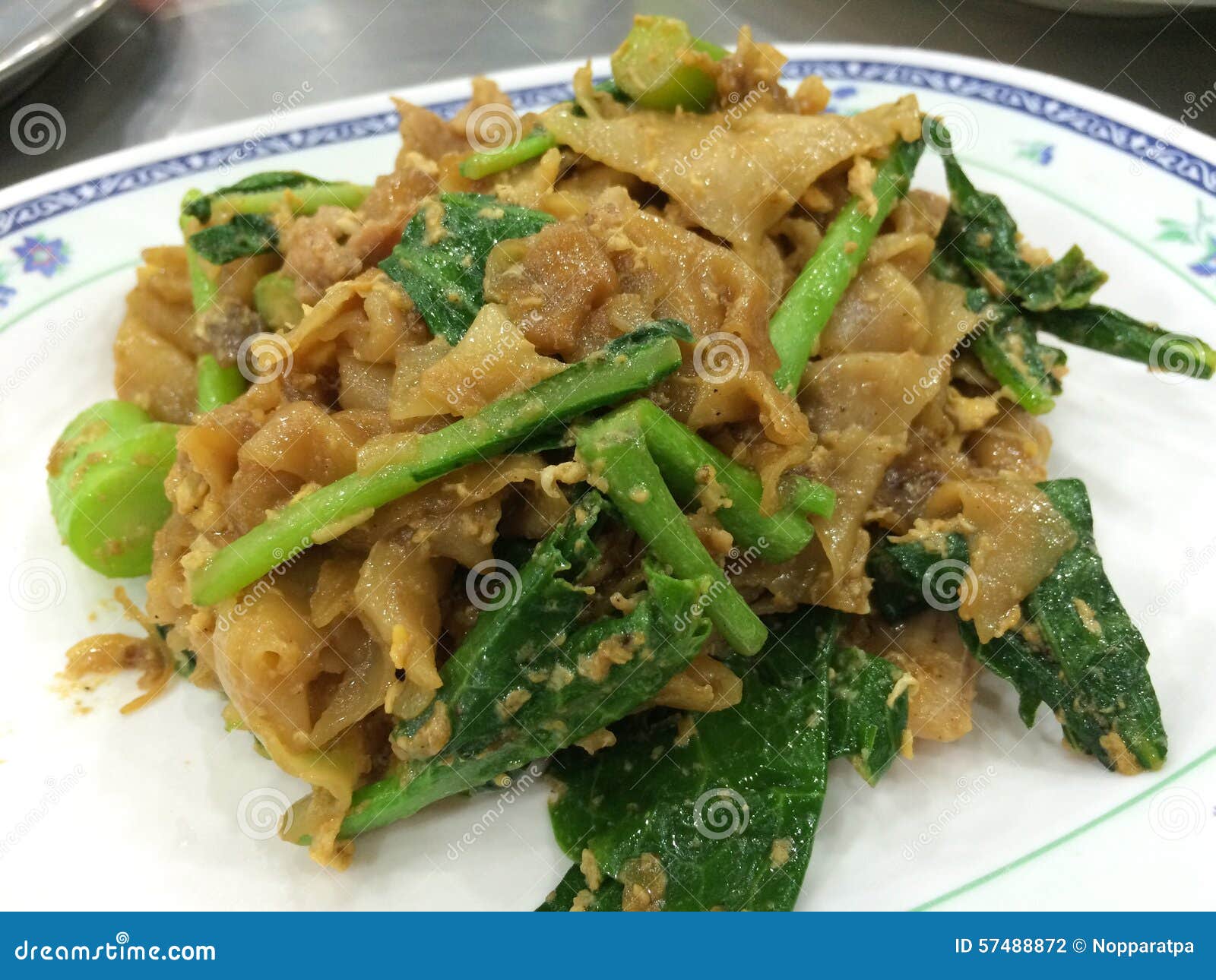Fride noodle with pork stock photo. Image of thai, vegetable - 57488872