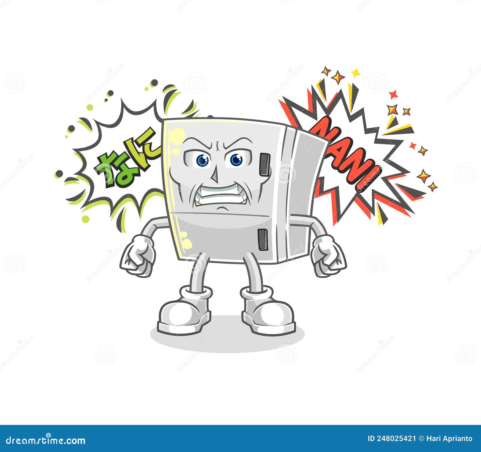 Fridge Anime Angry Vector. Cartoon Character Stock Vector ...