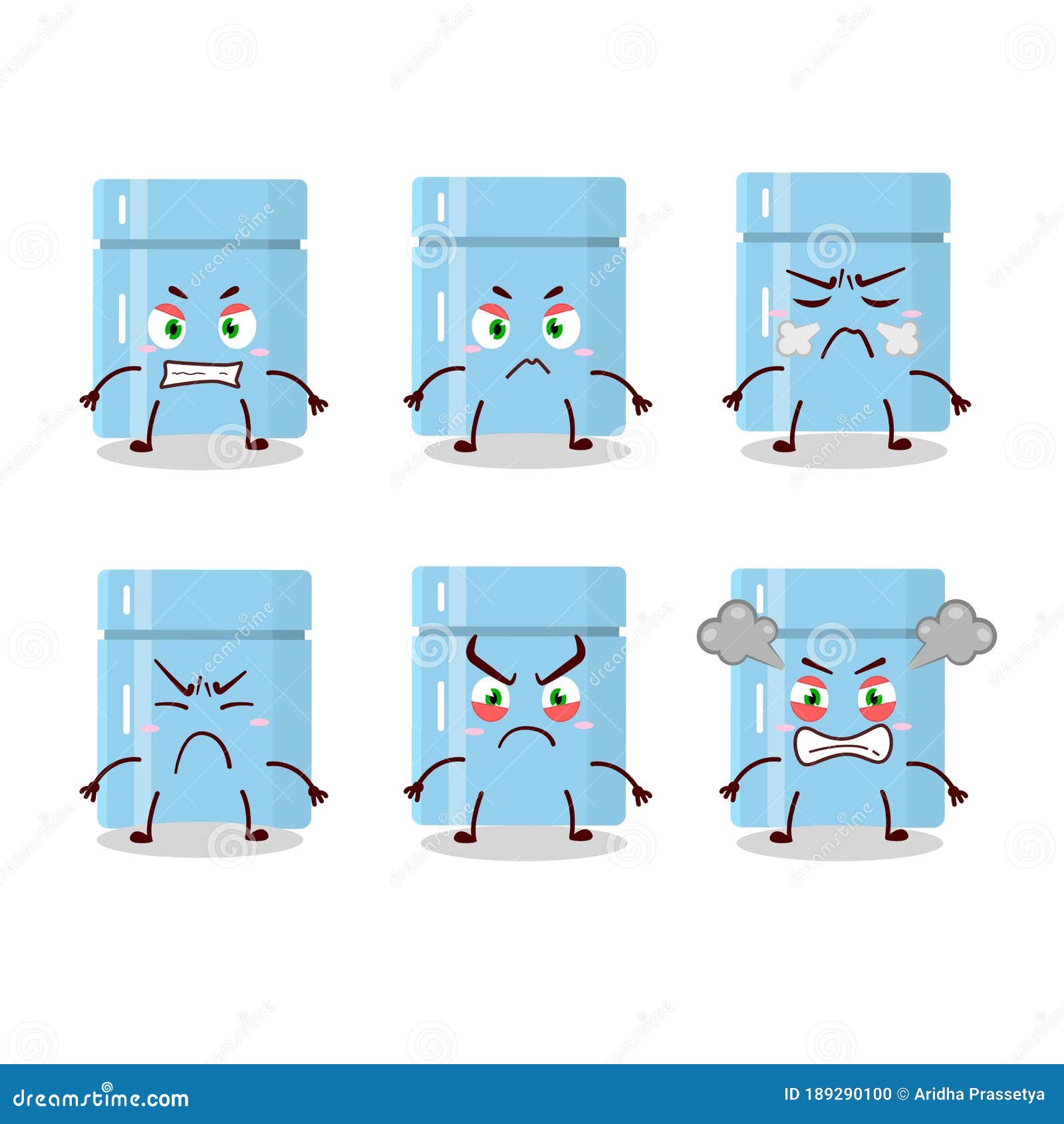 Fridge Cartoon Character with Various Angry Expressions Stock Vector ...