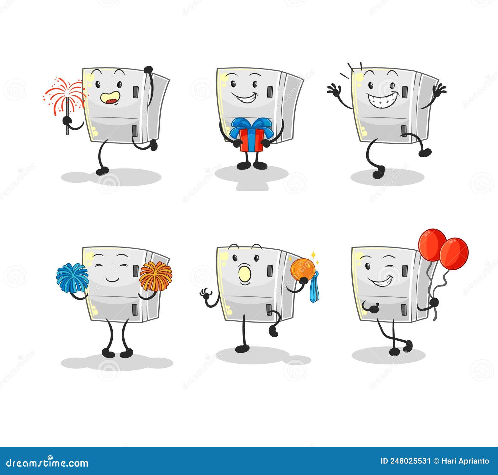 Fridge Celebration Set Character. Cartoon Mascot Vector Stock Vector ...
