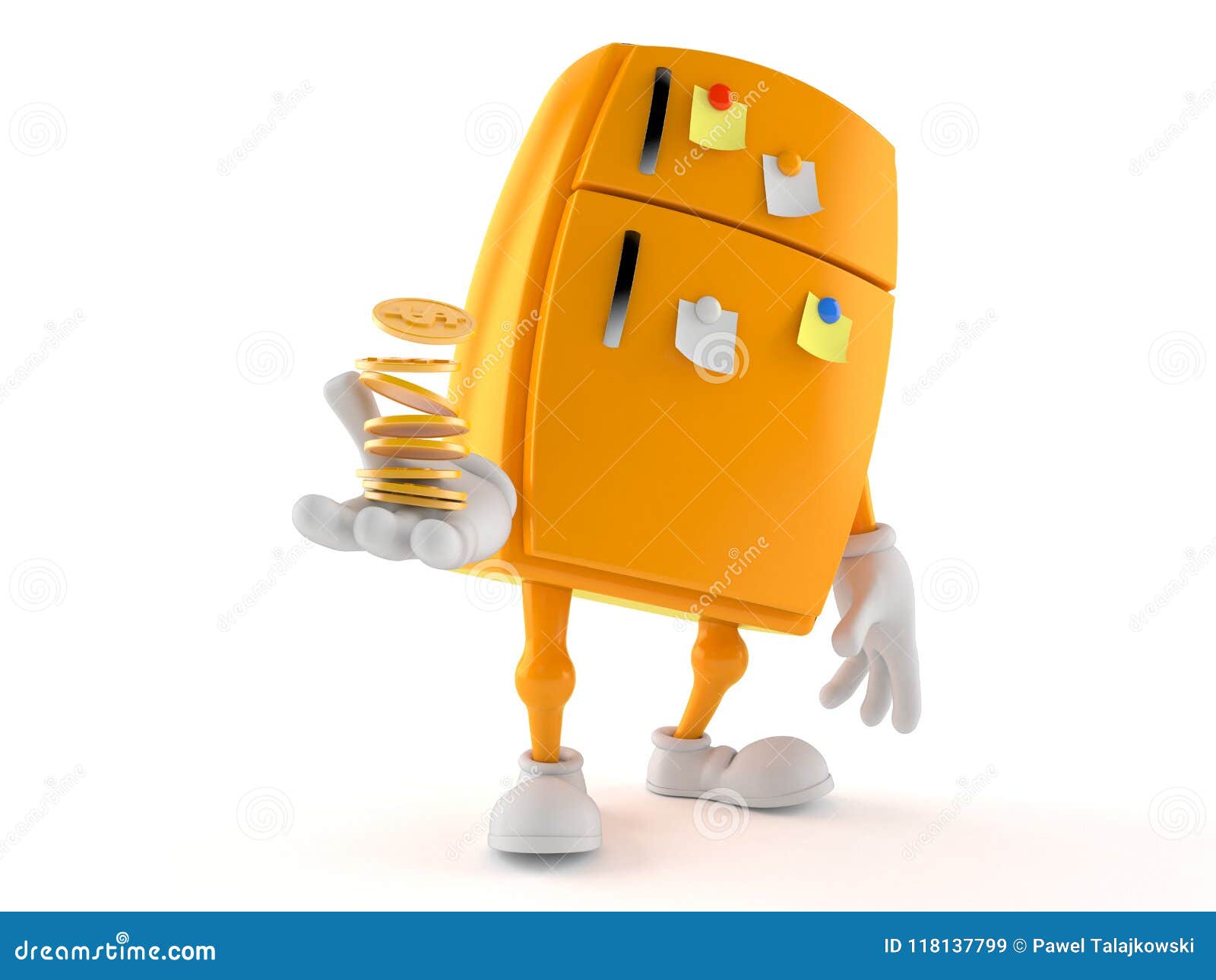 Fridge Character with Stack of Coins Stock Illustration - Illustration ...