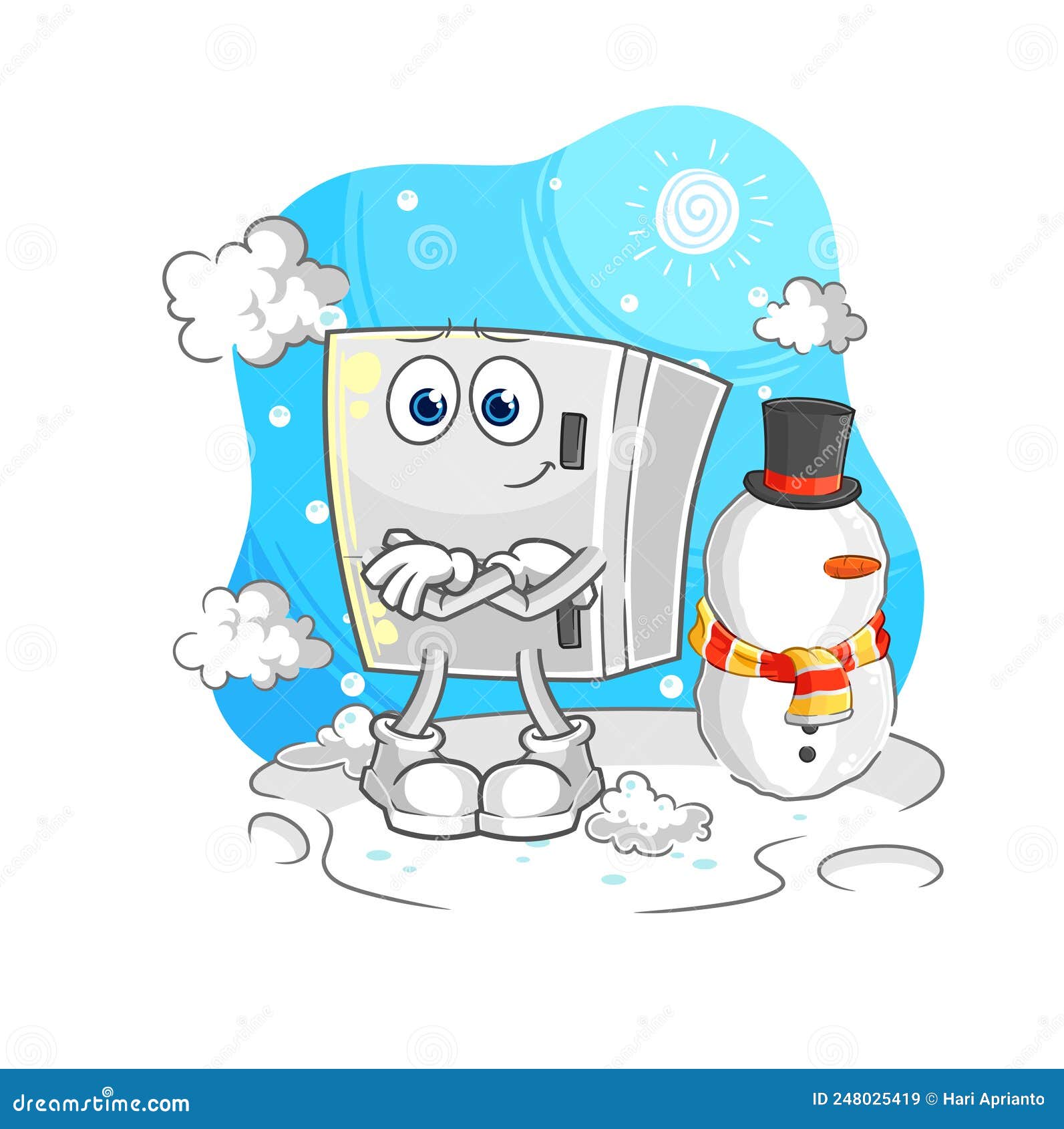 Fridge in Cold Winter Character. Cartoon Mascot Vector Stock Vector ...