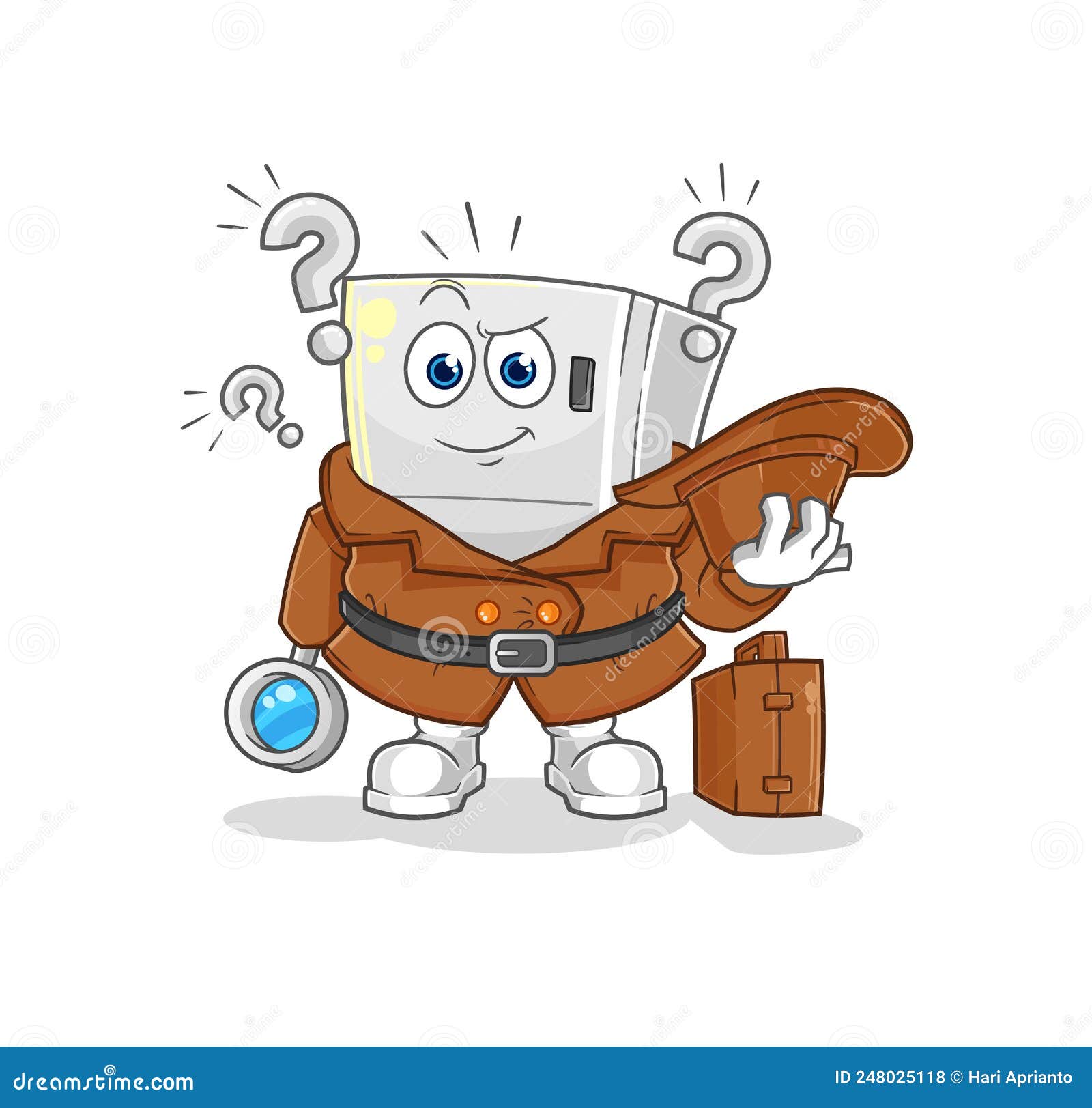 Fridge Detective Vector Cartoon Character Stock Vector Illustration