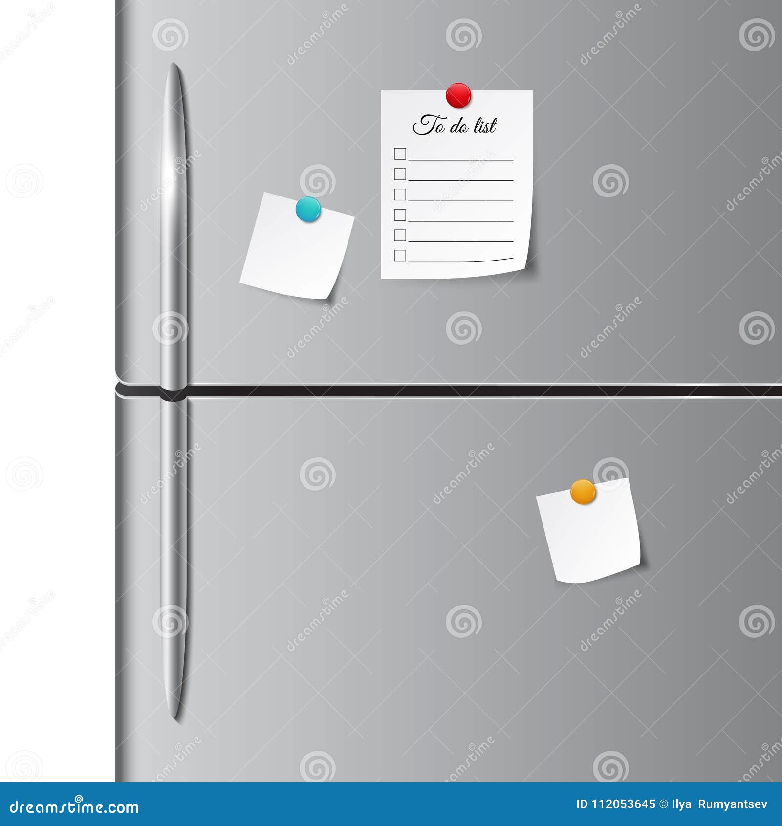Fridge Doors and Empty Paper Note, Sticker, and To Do List Stock Vector ...