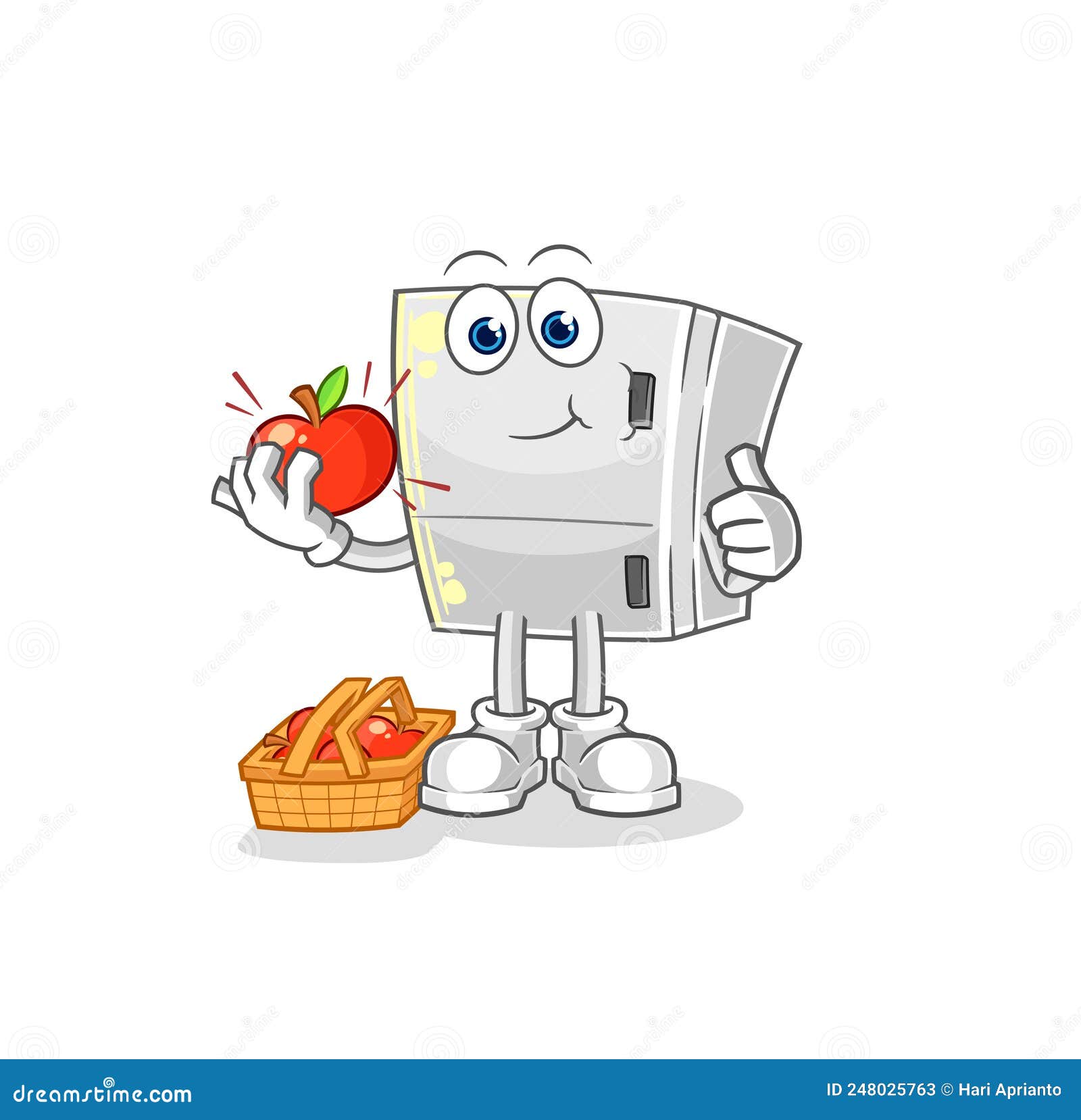 Fridge Eating an Apple Illustration. Character Vector Stock Vector ...
