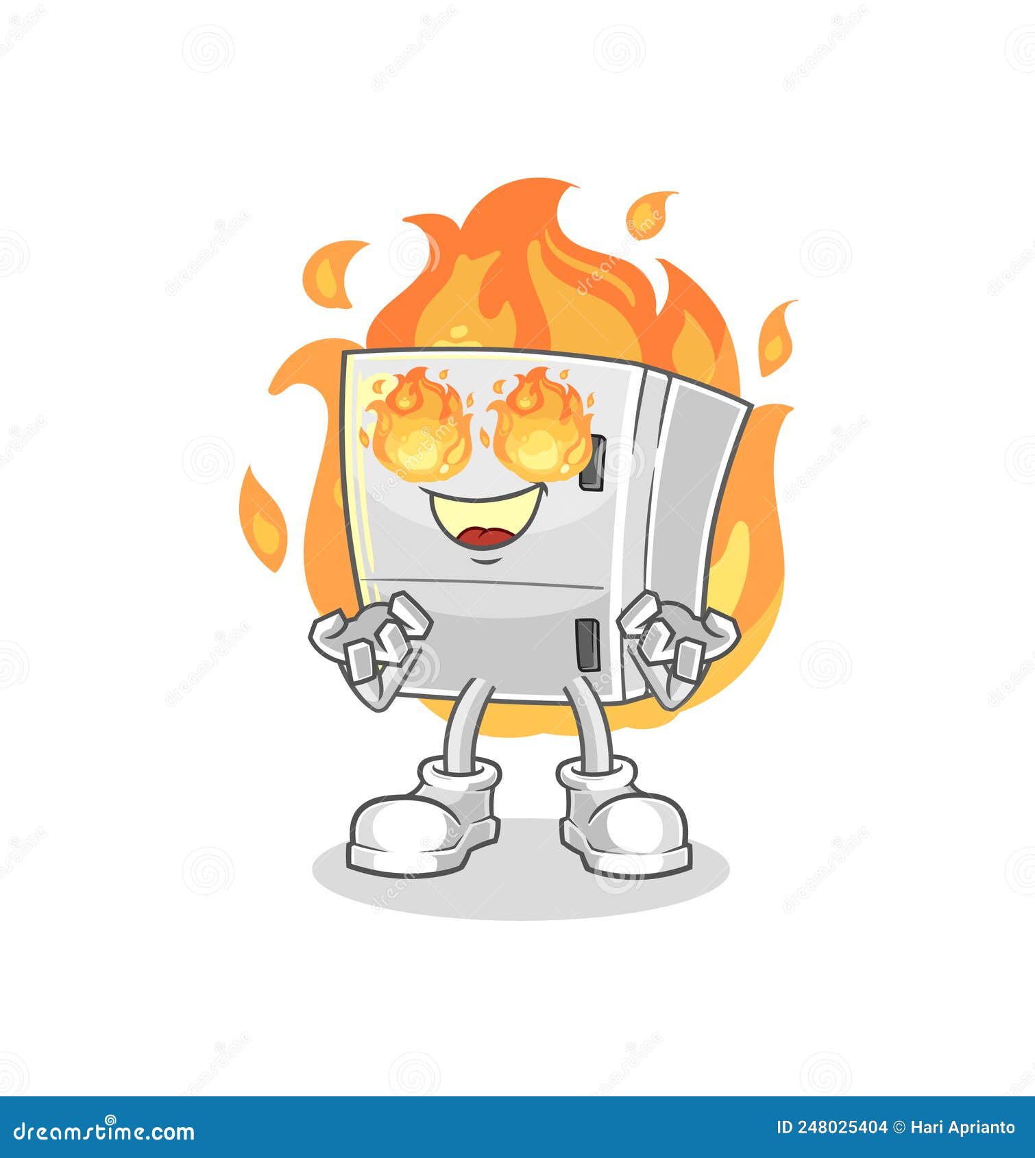 Fridge on Fire Mascot. Cartoon Vector Stock Vector - Illustration of ...