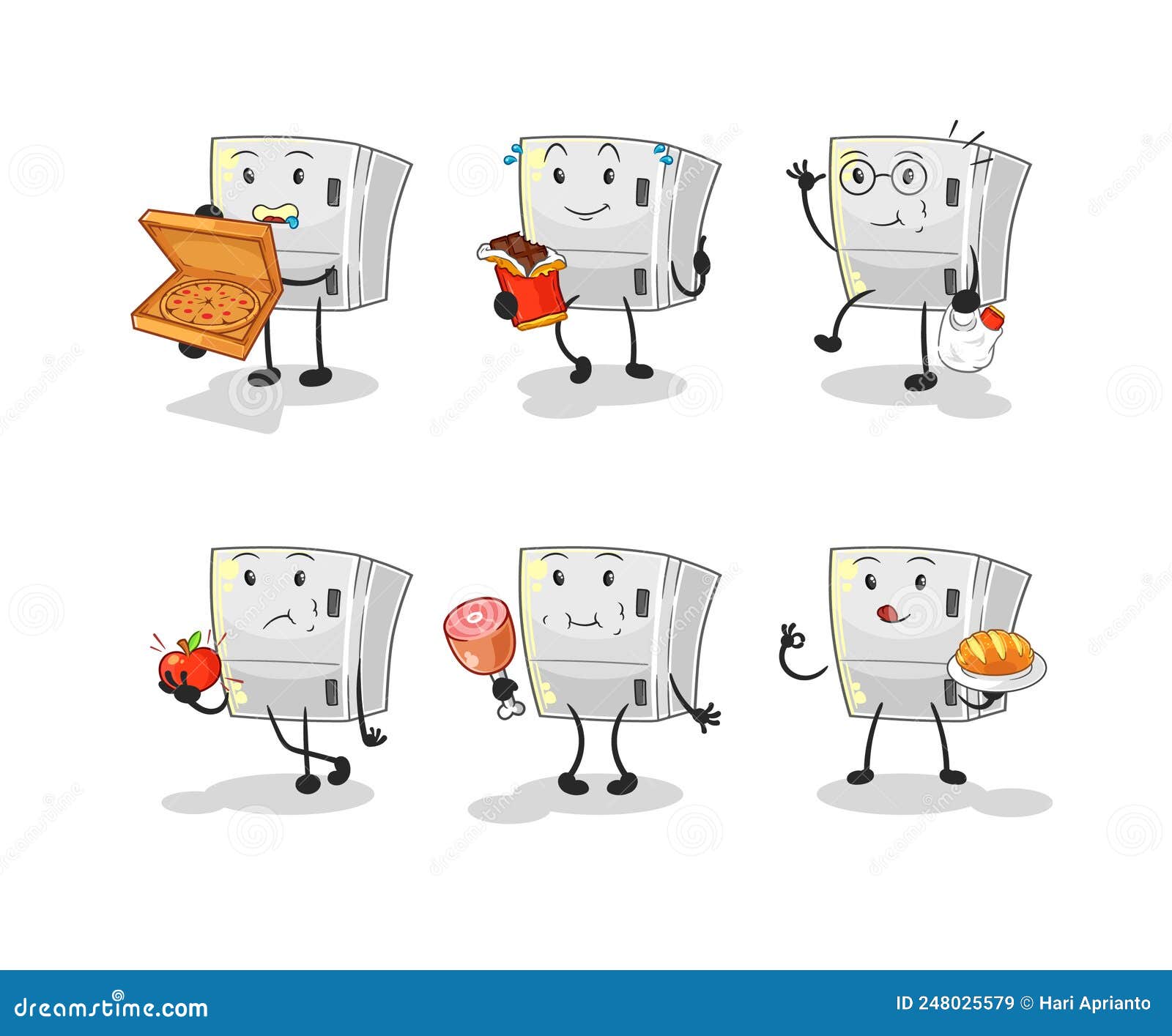 Fridge Food Set Character. Cartoon Mascot Vector Stock Vector ...