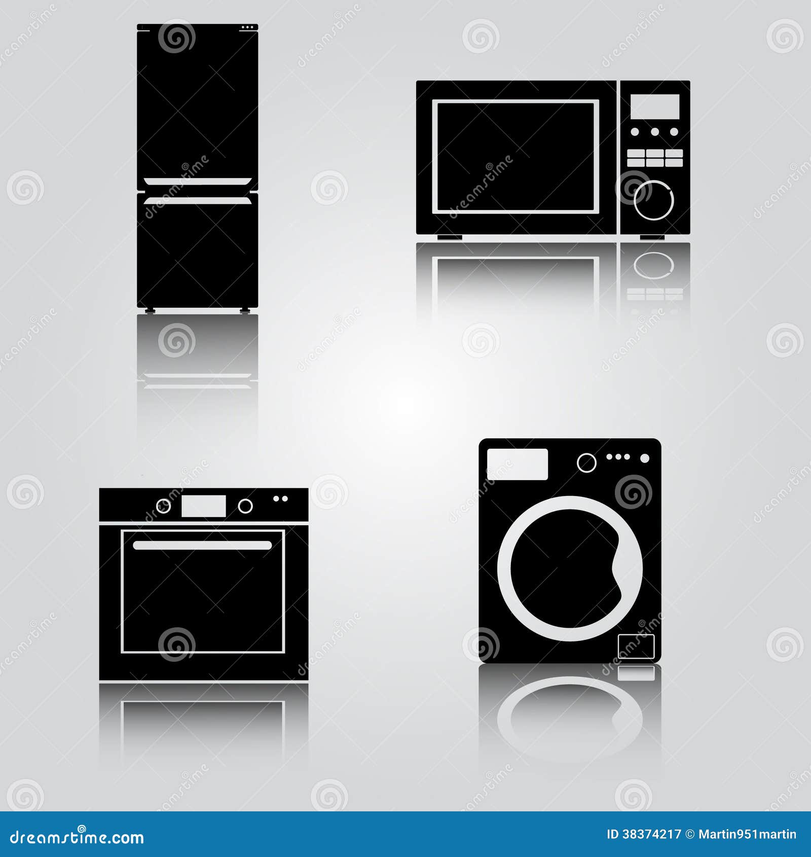 Fridge and Microwave and Oven and Washing Machine Stock Vector ...