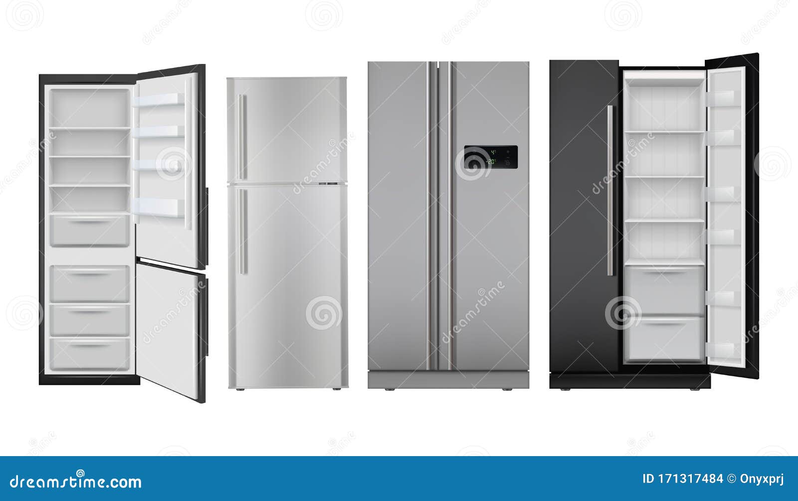 Fridge Realistic. Open And Closed Home Refrigerator Empty Freezer For ... Fridge Realistic. Open And Closed Home Refrigerator Empty Freezer For ...
